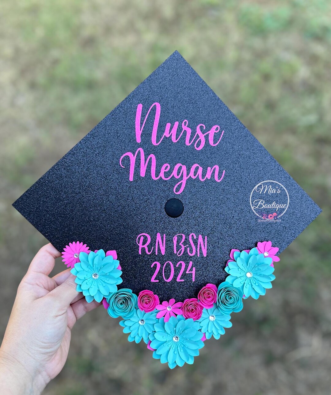 Custom Nurse Graduation Cap Topper: Handmade Floral Design - Etsy