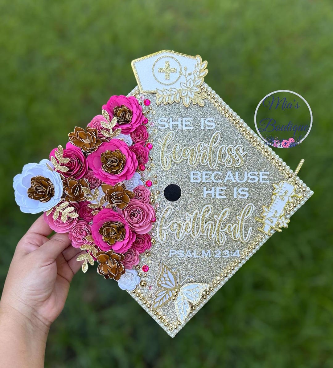 Custom Personalized Graduation Cap Nurse Topper Nurse Pink Graduation ...