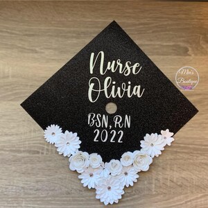 Nurse Graduation Cap Topper Personalized Nursing Heart Stethoscope BSN ...