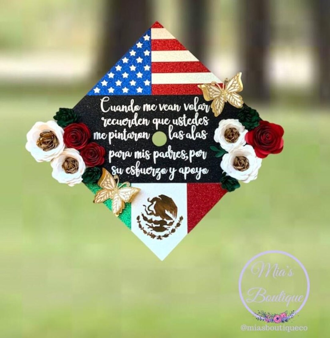 Custom Mexico Graduation Cap Topper Para Mis Padres Floral Sunflower - Etsy