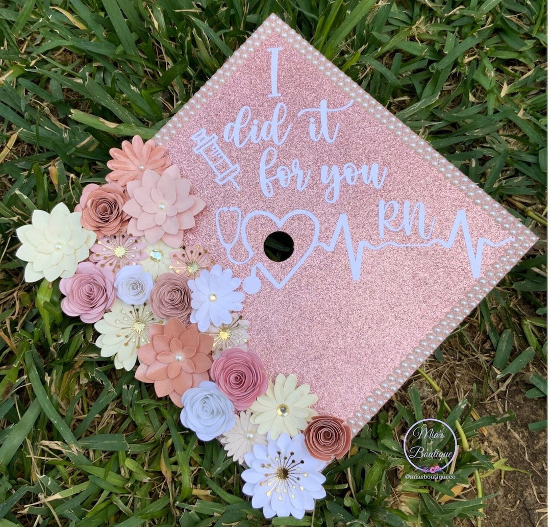 Custom Nurse Graduation Cap Topper: Pink Floral Decor - Etsy