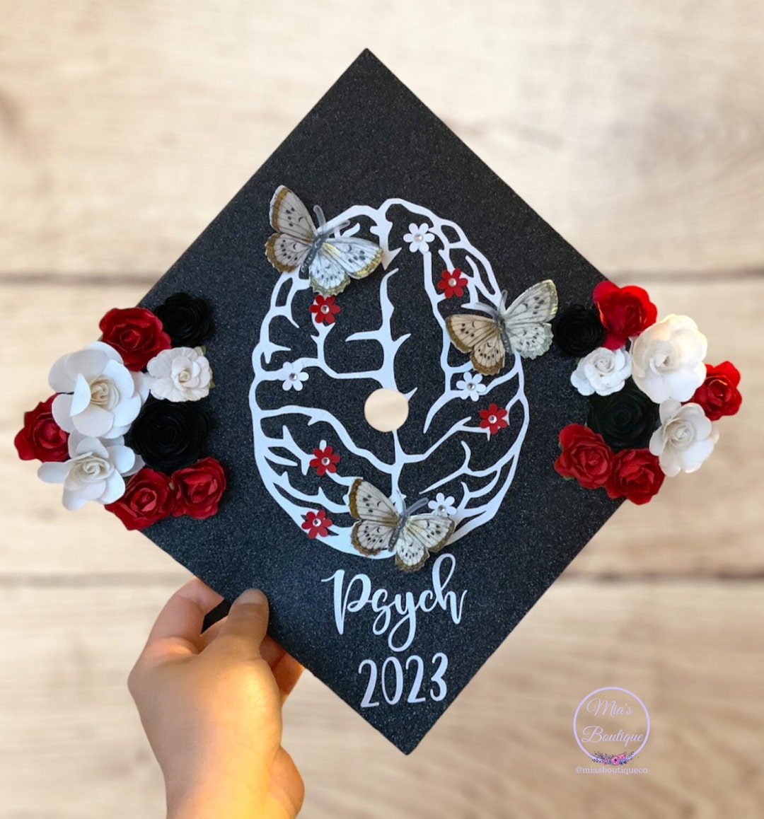 Psychology Graduation Cap Topper: Custom Brain, Flowers, Butterflies - Etsy