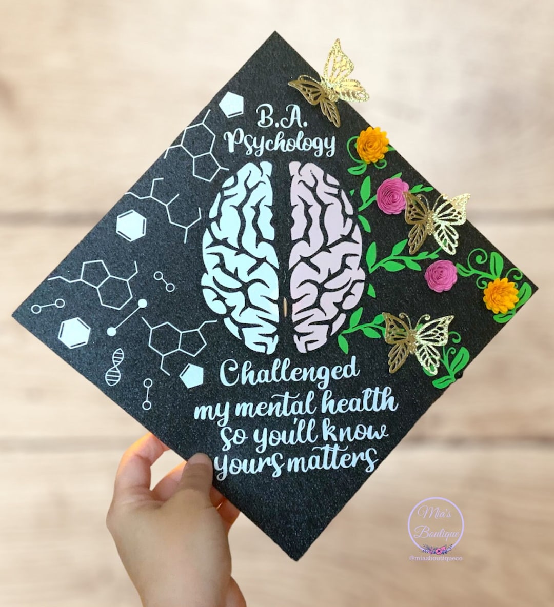 Custom Graduation Cap Topper Psychology Personalized Psychology Major ...