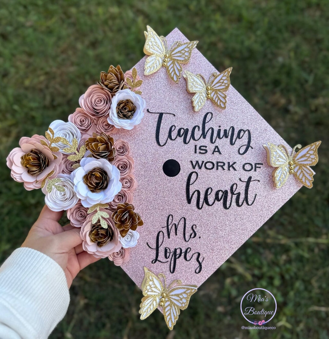 Teacher Graduation Cap Topper Floral Sunflower - Personalized ...