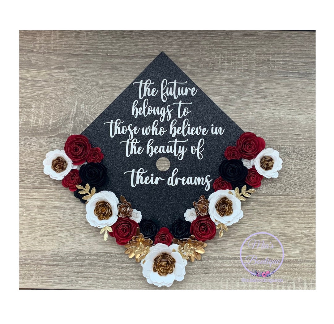Custom Graduation Cap Topper - Personalized Grad Cap - Flowers ...