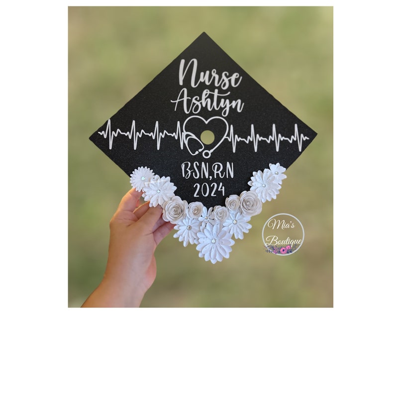 Custom Nurse Graduation Cap Topper: Handmade Floral Design - Etsy