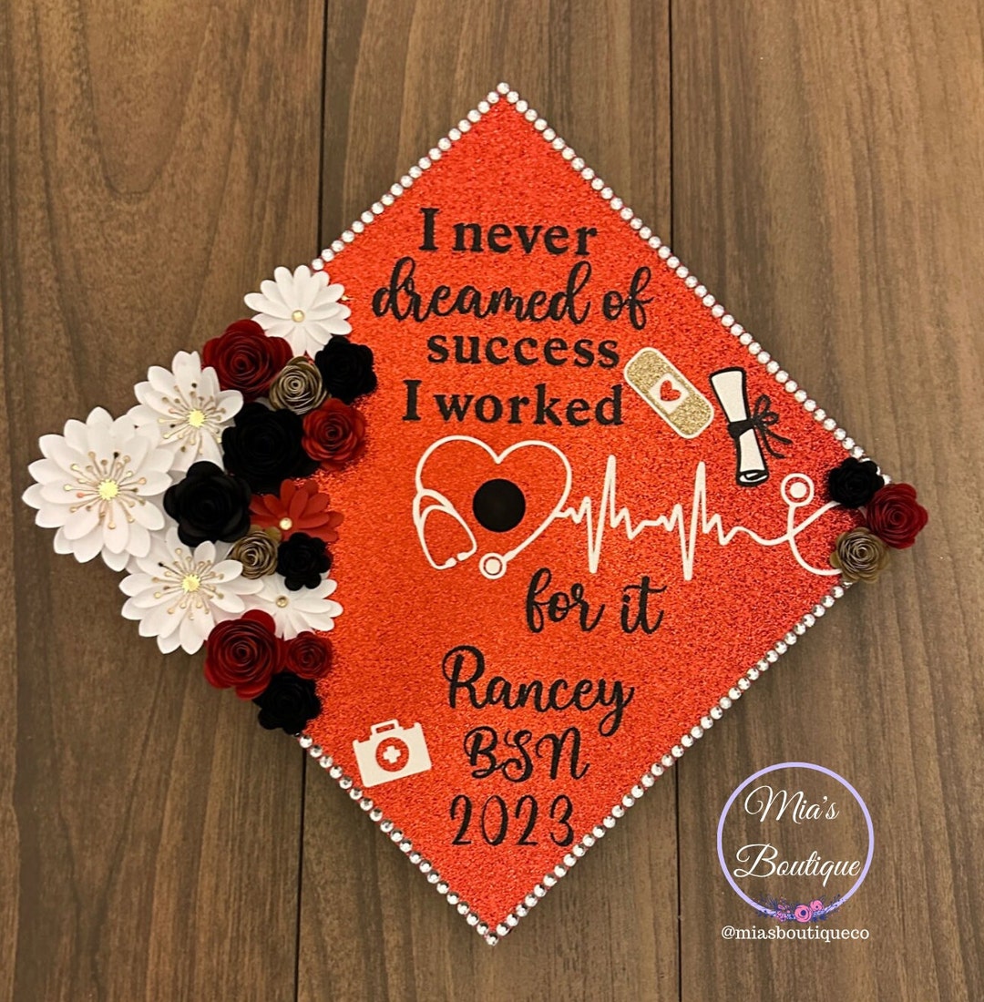 Custom Nurse Graduation Cap Cover Personalized Graduation Cap Flowers ...