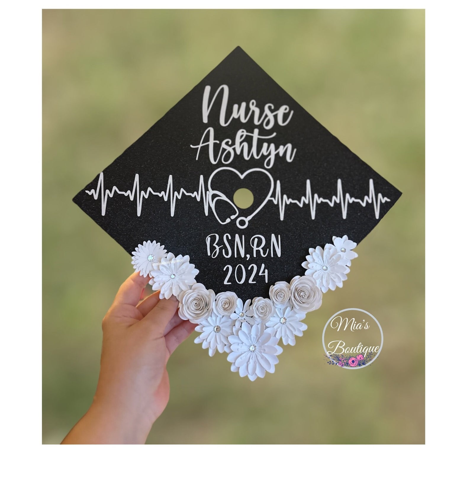 Custom Nurse Graduation Cap Topper: Handmade Floral Design - Etsy