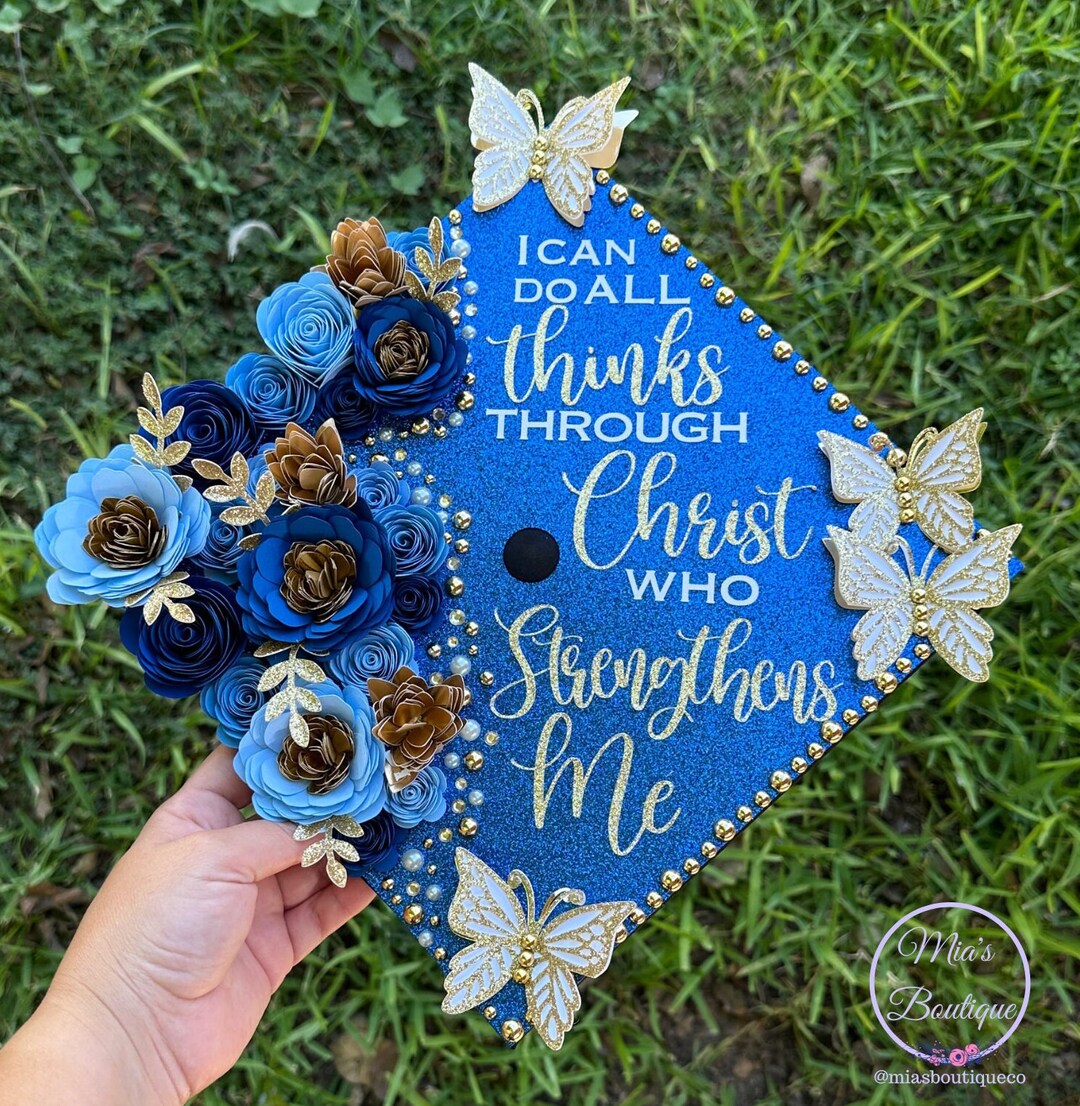 Personalized Nurse Graduation Cap Topper - Nursing Blue Custom Flowers ...