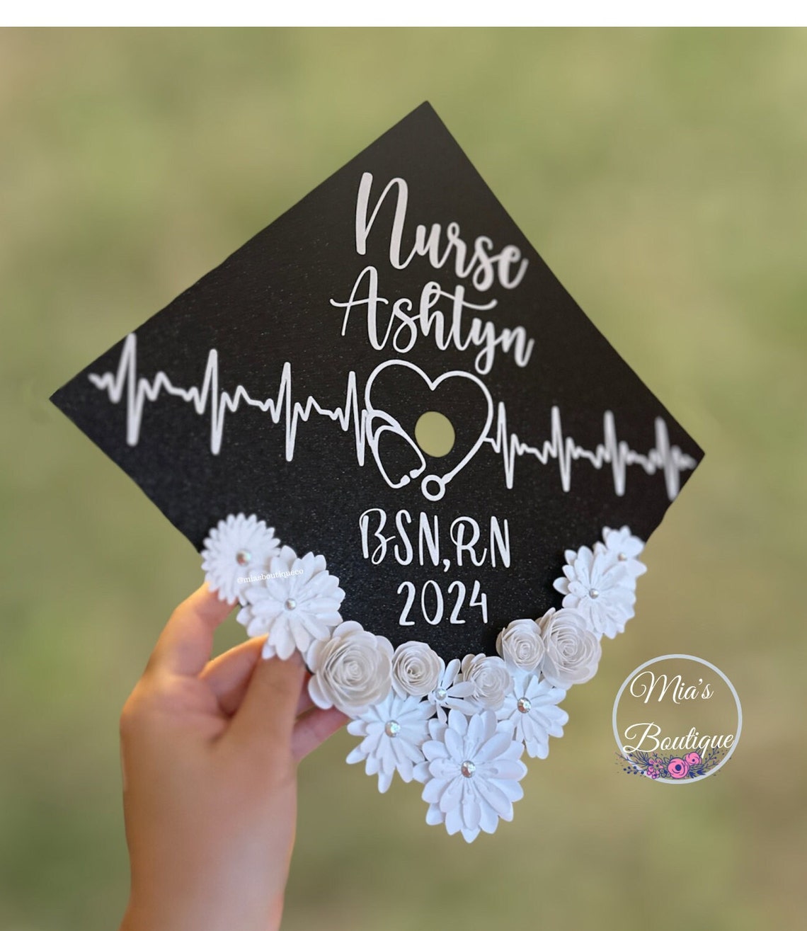 Custom Nurse Graduation Cap Topper: Handmade Floral Design - Etsy
