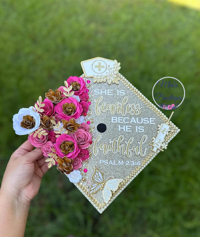 Custom Personalized Graduation Cap Topper Nurse Pink Floral - Etsy