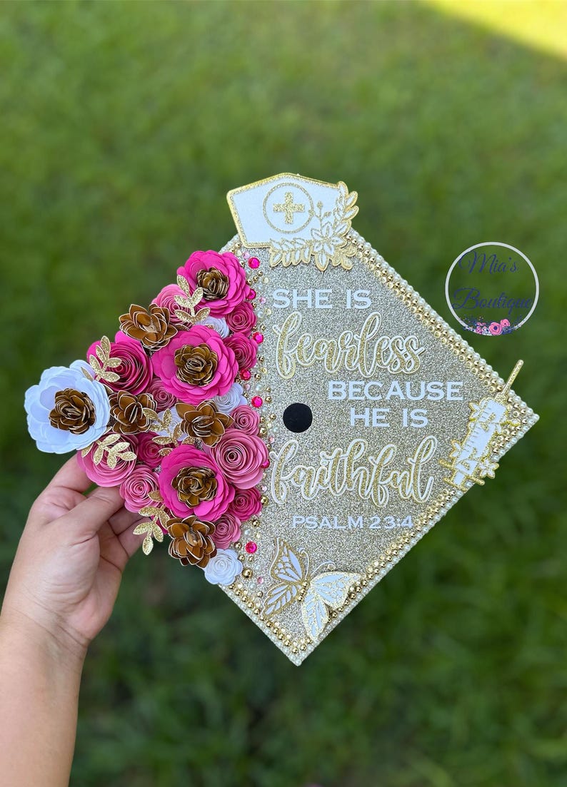 Custom Personalized Graduation Cap Topper Nurse Pink Floral - Etsy