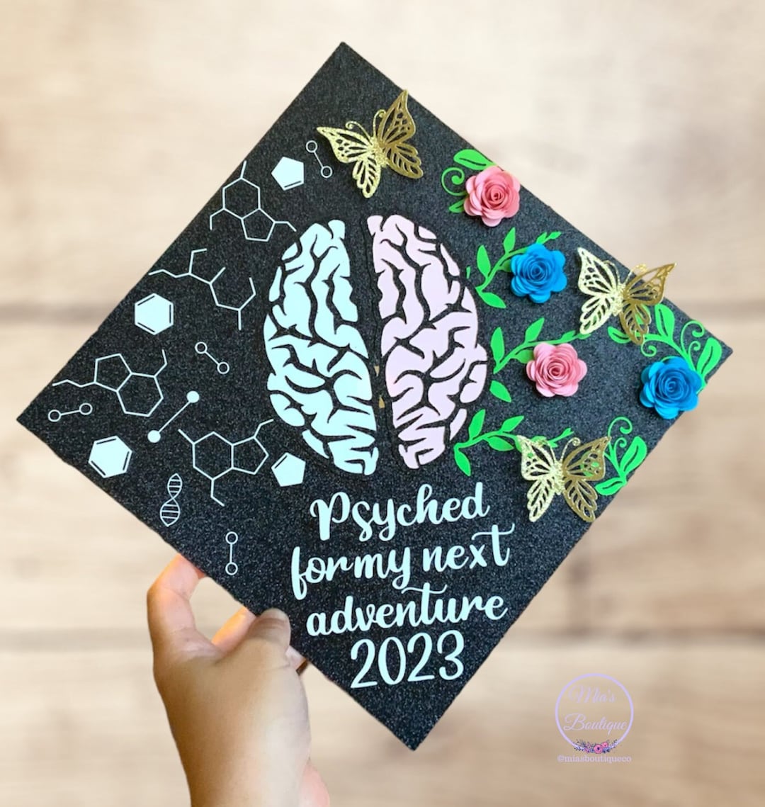 Custom Psychology Graduation Cap Topper: Floral Brain Design - Etsy