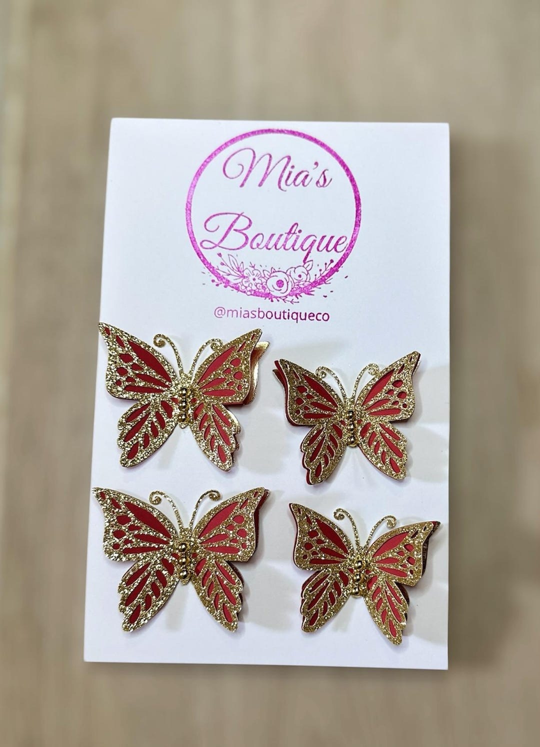 Handcrafted Red & Gold Butterflies: DIY Embellishments (set of 4) - Etsy