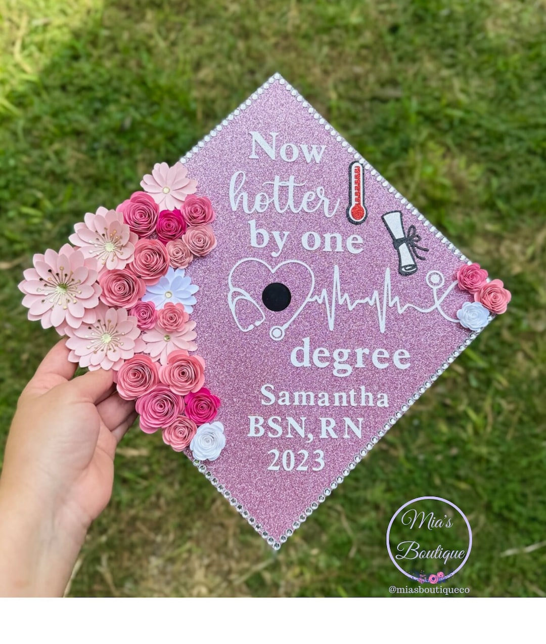 Personalized Nurse Graduation Cap Topper Custom Nurse Pink Graduation ...