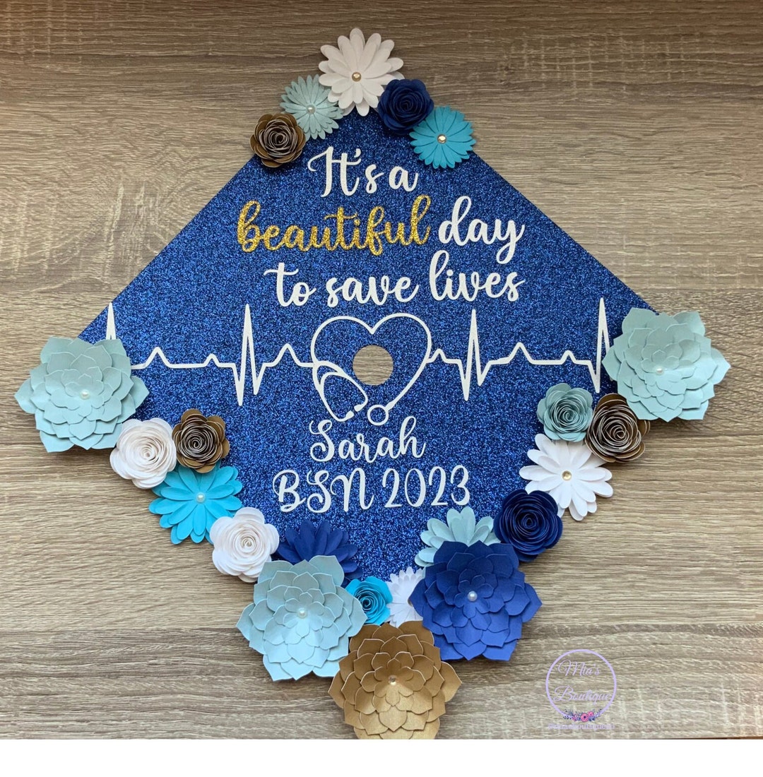 Graduation Cap Topper Nurse - Custom Grad Cap Flowers - Etsy