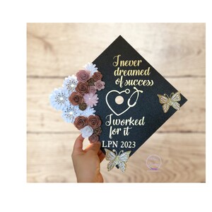 Personalized Graduation Cap Nursing Heart Stethoscope Custom Flowers ...