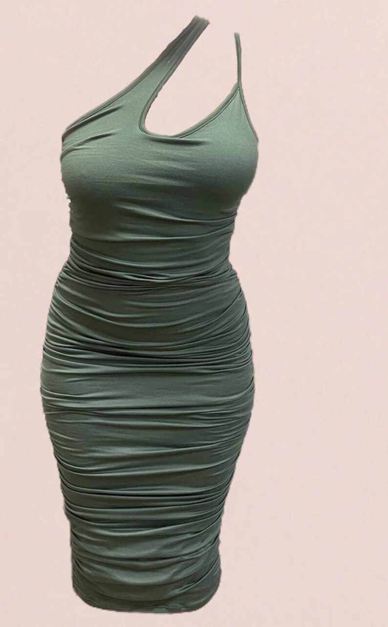 One Shoulder Ruched Dress - Etsy
