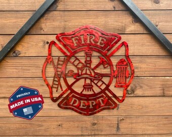 Firefighter Metal Art - Etsy