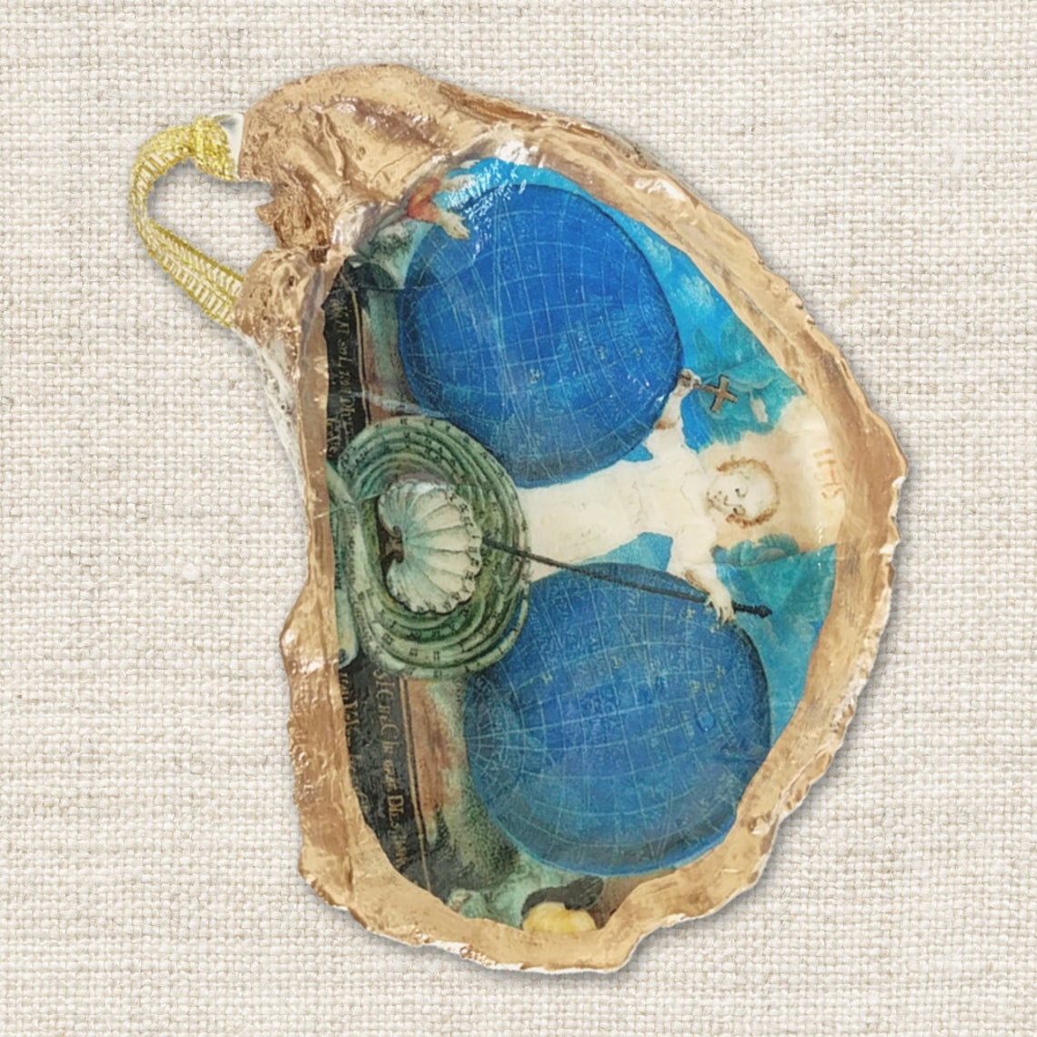 Oyster Shell Ornament Renaissance Painting Hemispheres - Etsy