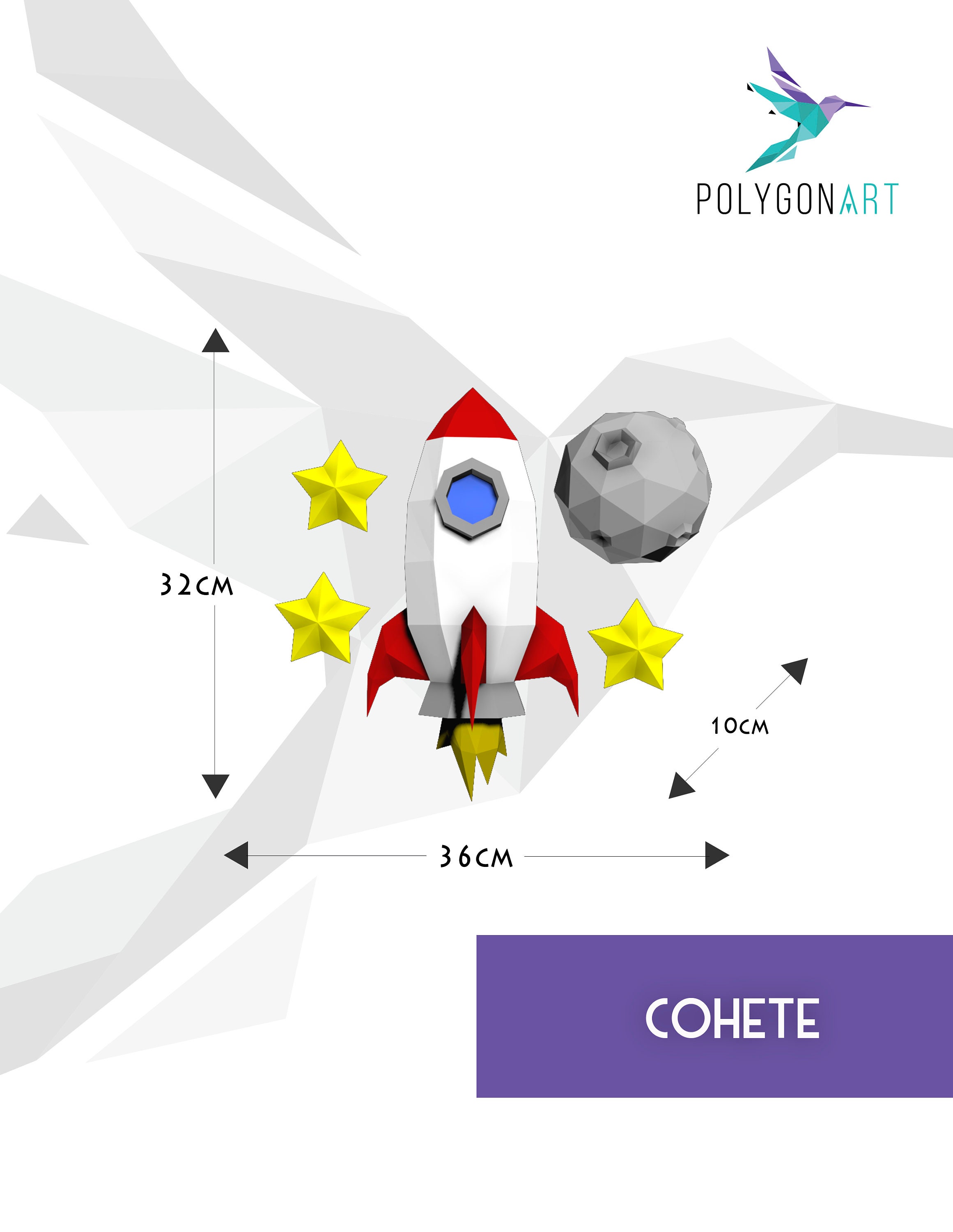 Rocket Paper Craft 3d Low Poly, Astronaut Papercraft Template Decor Diy ...