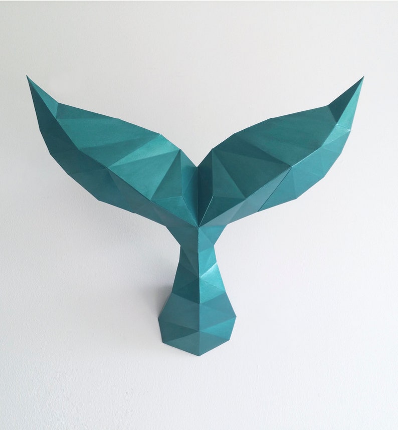 Whale Paper Craft 3d Digital Template, Siren Tail, Papercraft 3d Diy ...
