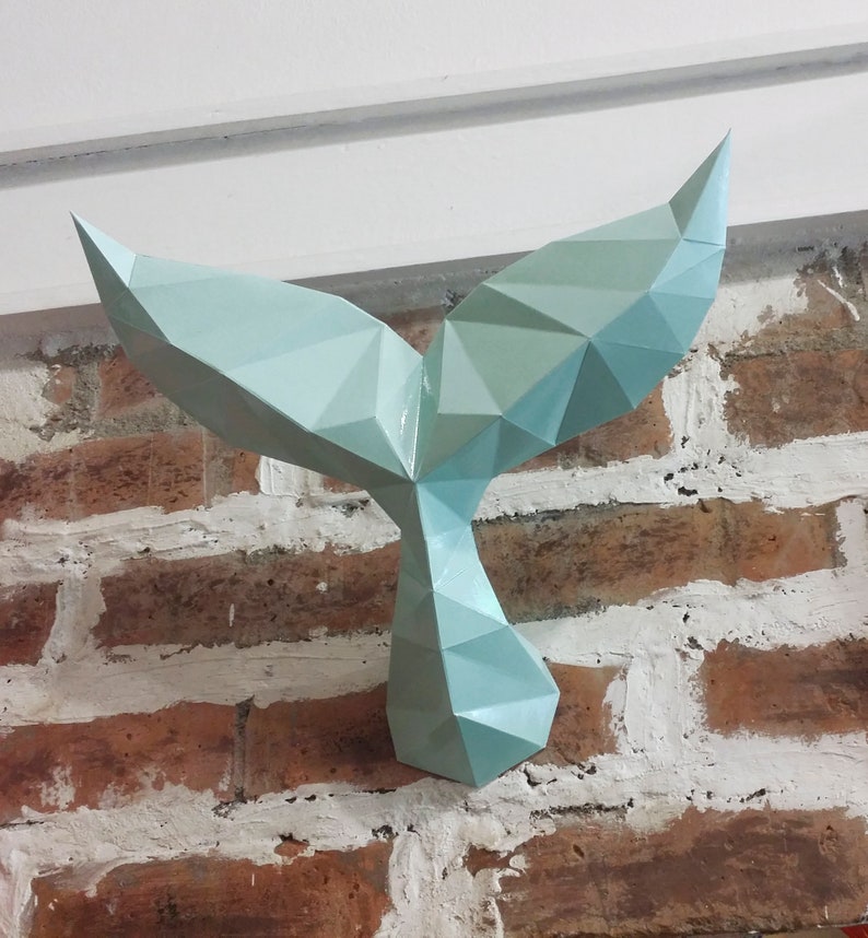 Whale Paper Craft 3d Digital Template, Siren Tail, Papercraft 3d Diy ...