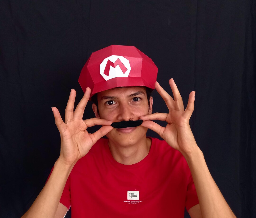 Mario Hat Template Paper Craft, Mario Kart Cosplay Diy Paper Mask ...