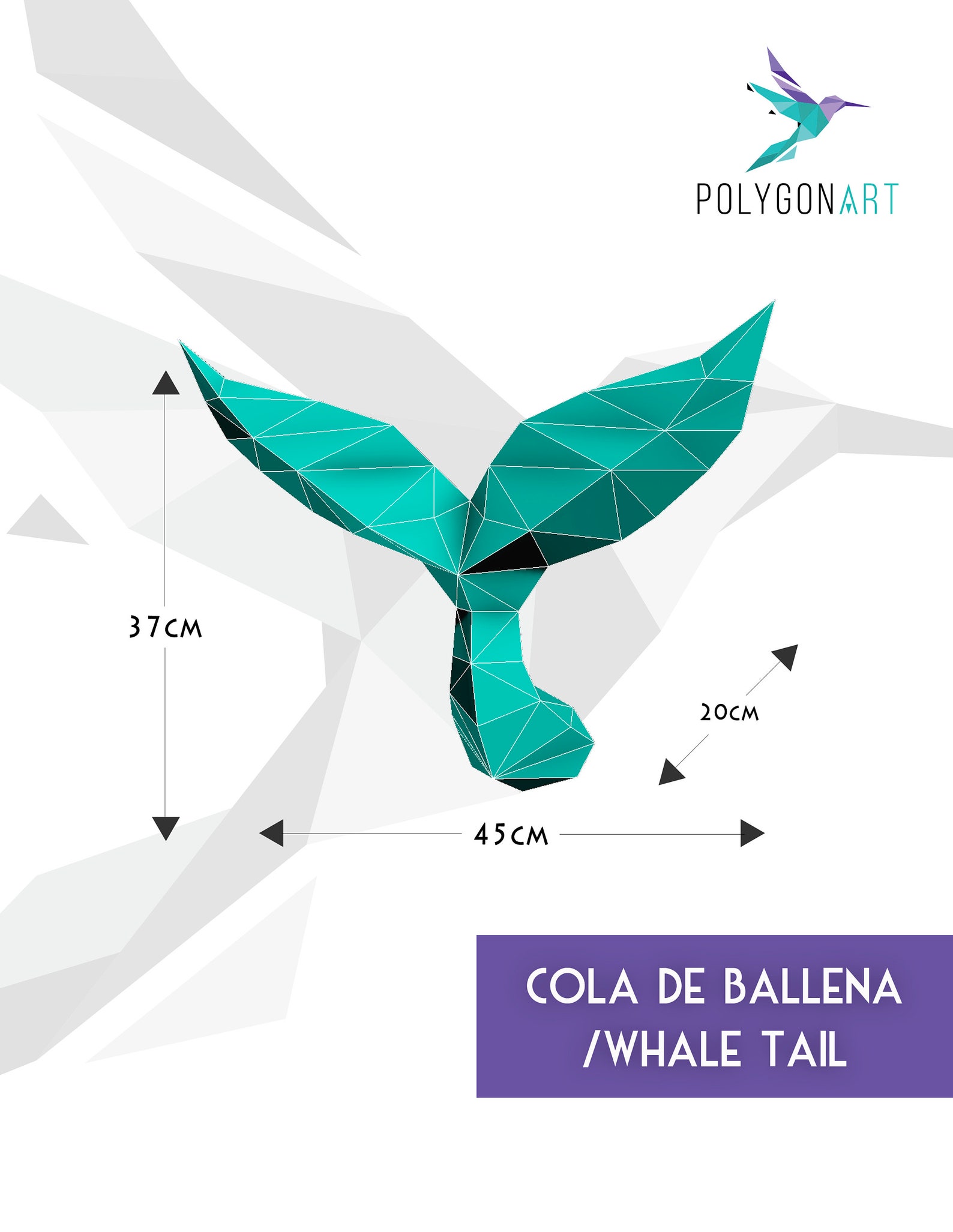 Whale Paper Craft 3d Digital Template, Siren Tail, Papercraft 3d Diy ...
