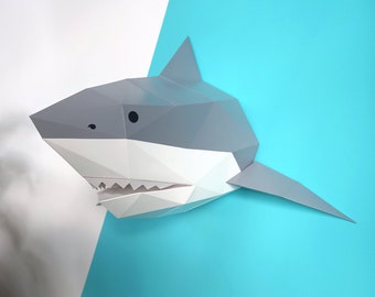 Shark Paper Craft 3d Model, Ocean Diy Animal Craft Low Poly, Sea ...
