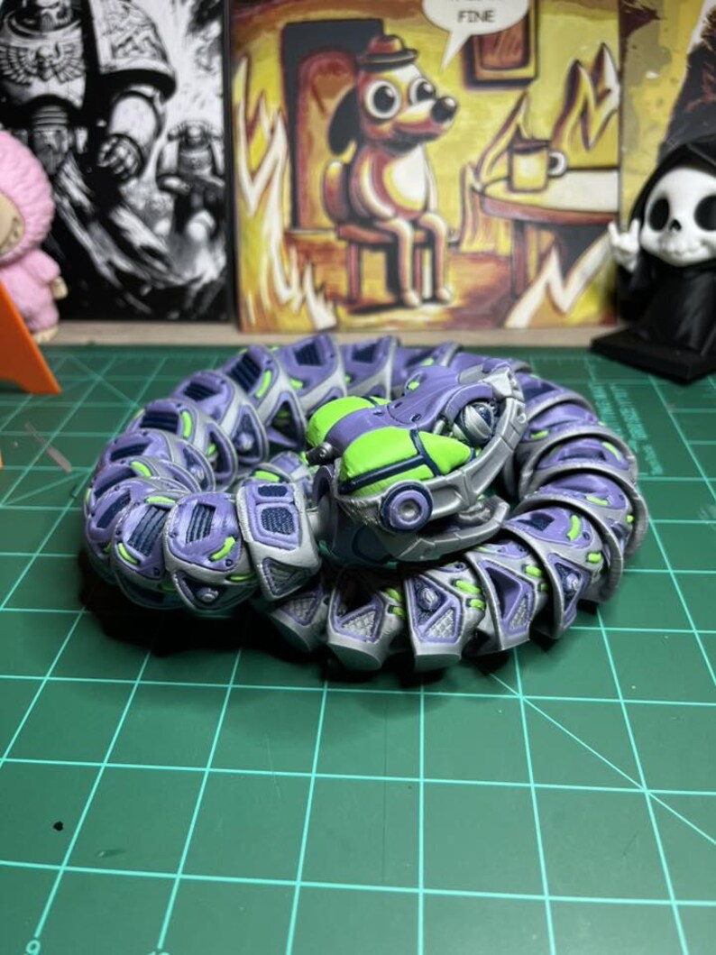 3D Printed Robot Rattlesnake – Mechanical Snake Figurine, Sci-fi ...