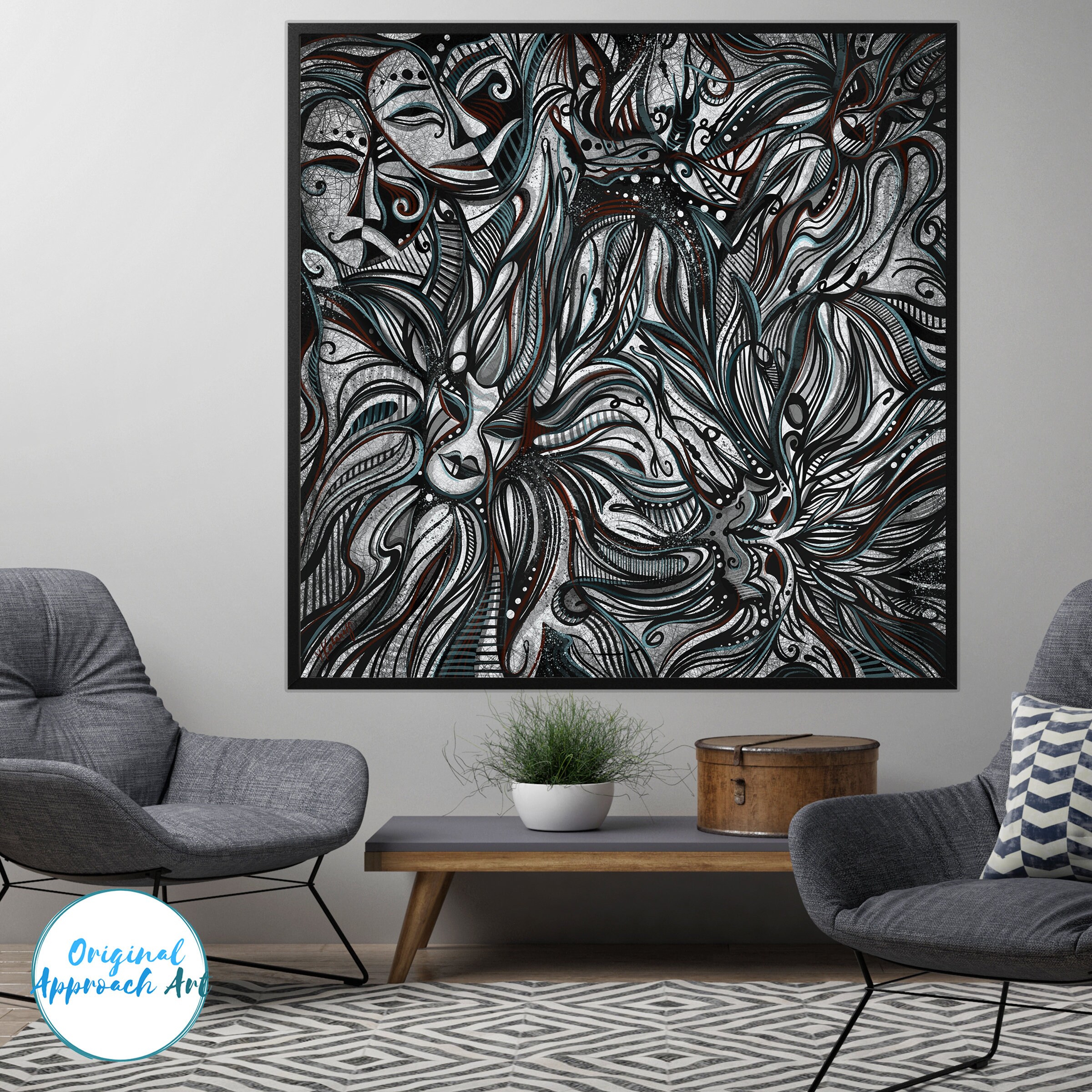 Abstract Paintings Black and White Art Abstract Art Prints | Etsy