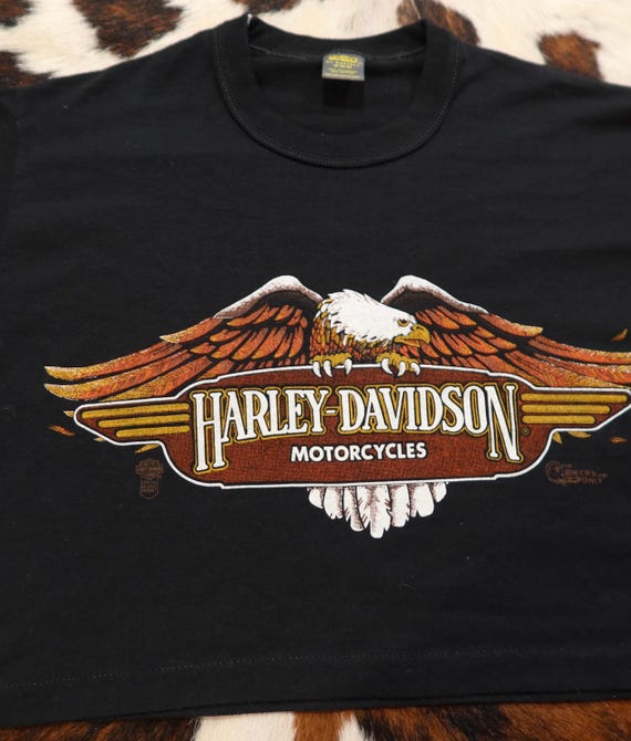 Vintage Cropped Harley Davidson Eagle Logo 50/50 Poly… - Gem