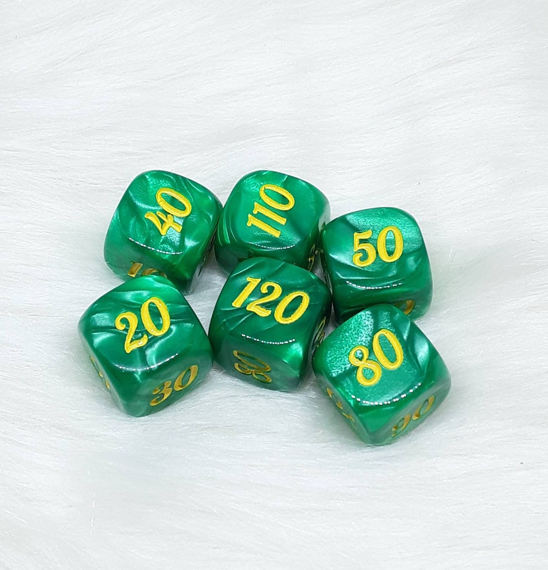 Damage Counter Dice - Dice for TCG - Set of 6 - Green & Yellow - Free ...