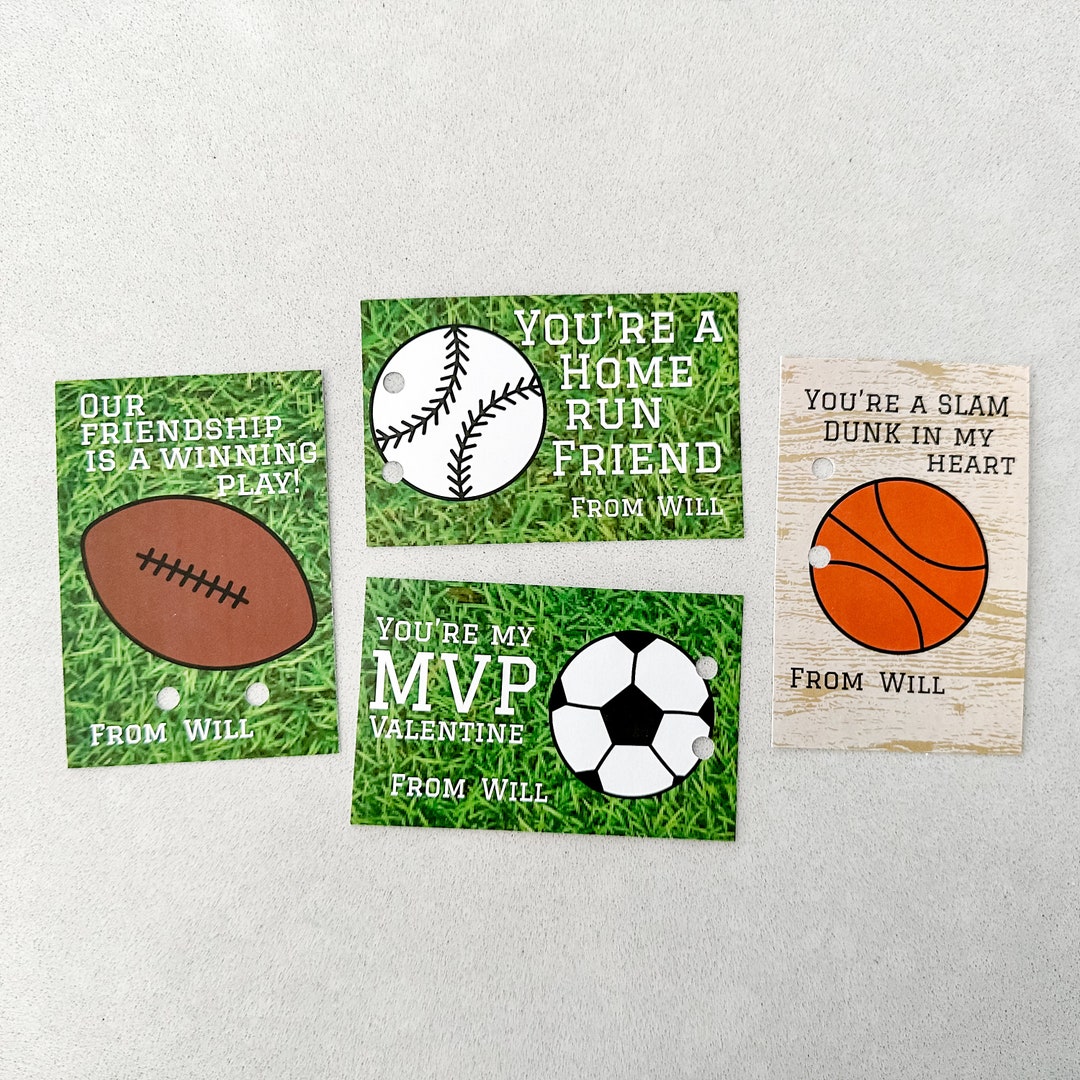 Sports Themed Valentines, Printable Valentines, Print and Cut File ...