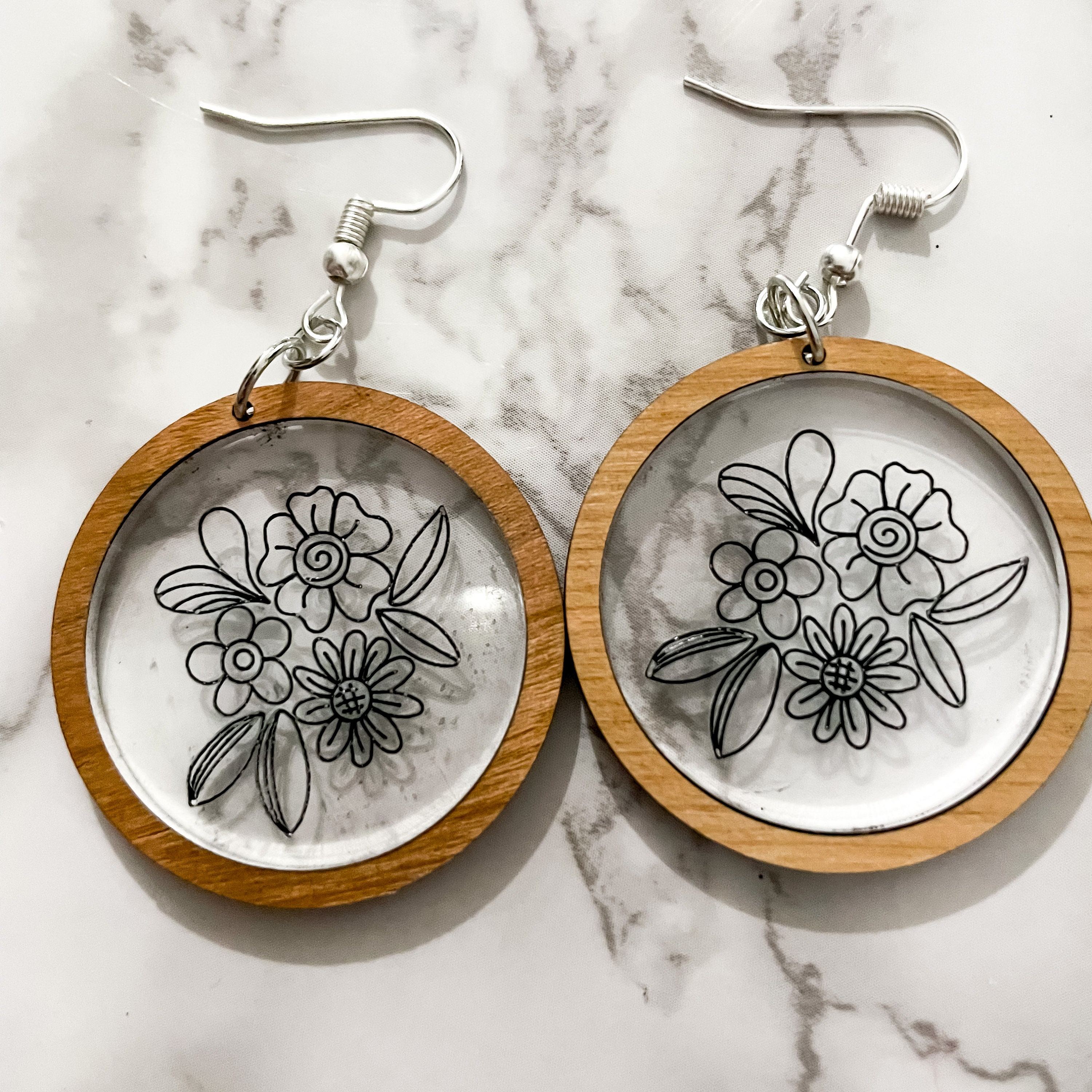 Flower Acrylic Earring SVG Flower Inlay Earring Cut File - Etsy