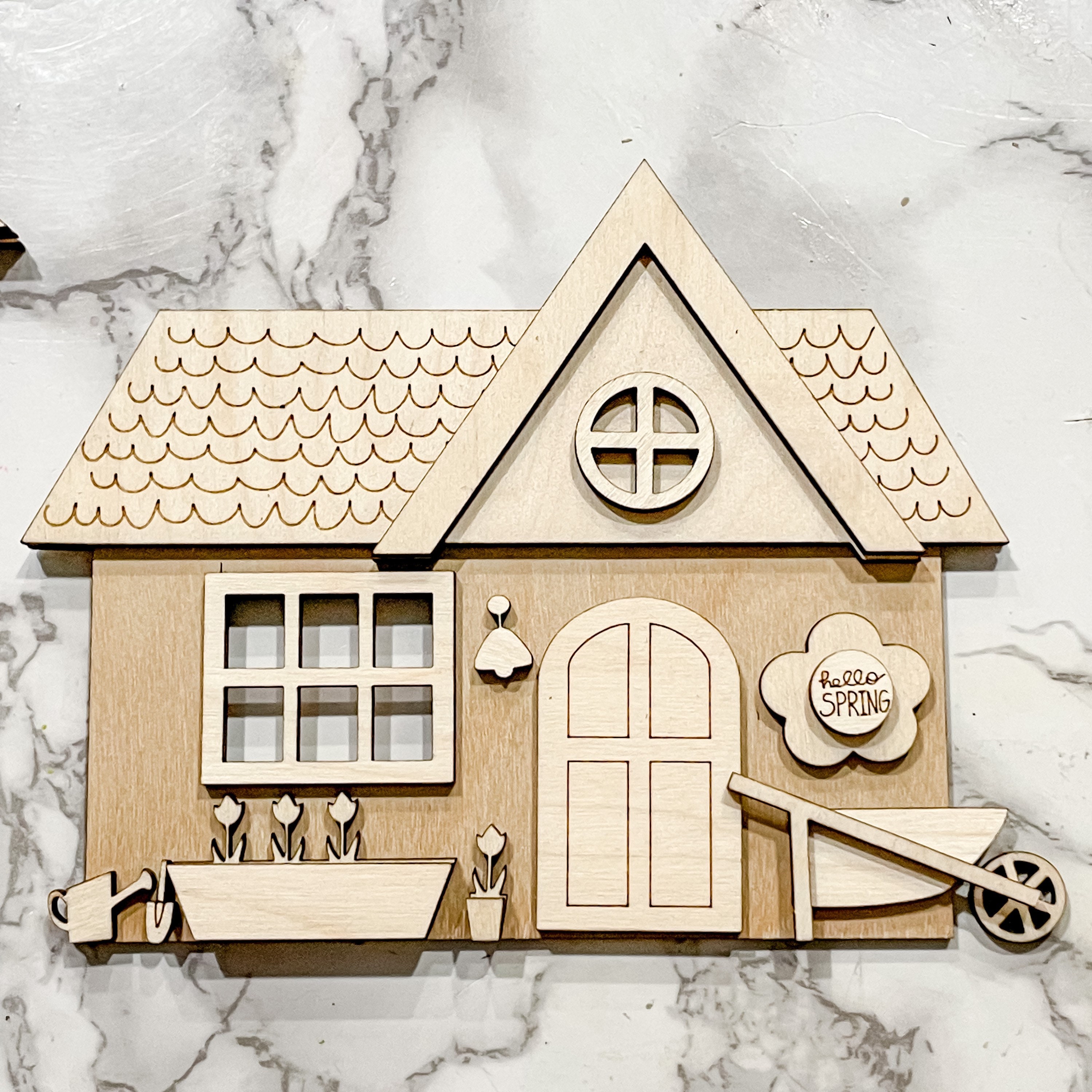 Spring House SVG- Laser Ready Cut File- House Shaped Mantle Decor ...
