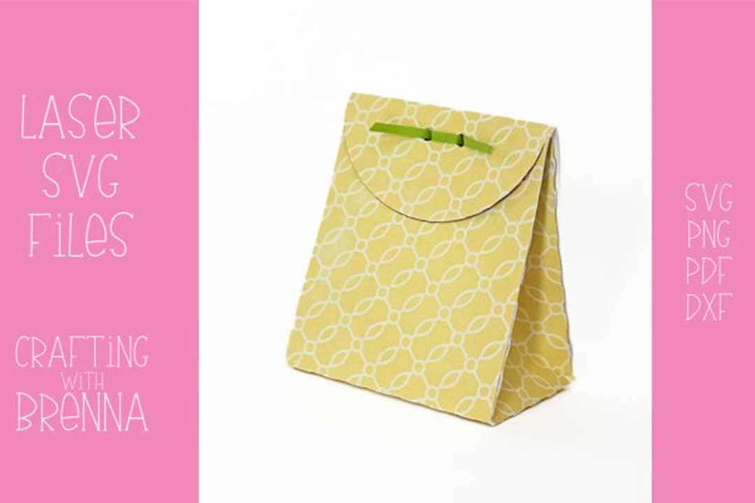 Bag With Round Flap Treat Box SVG, Paper Box SVG, Laser SVG File, Paper ...