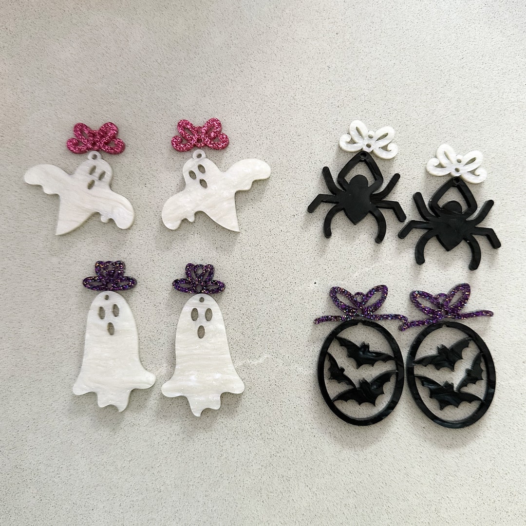 Ghost and Spider Earrings SVG Bundle, Laser SVG Bundle, Halloween ...