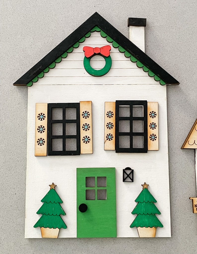 Christmas Village SVG File Mantle Decor Cut File Laser Ready - Etsy