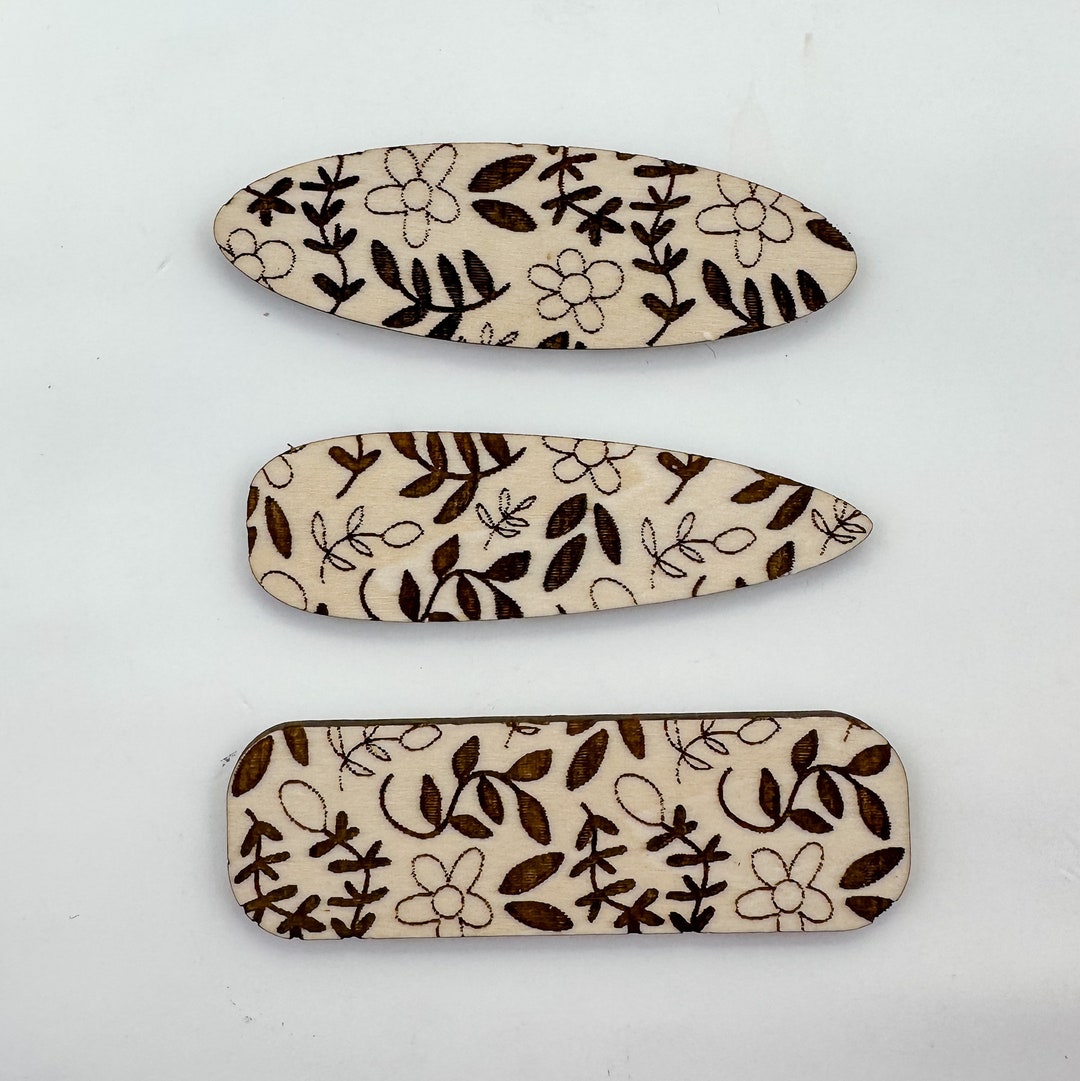 Flower Vines Engraved Hair Clip SVG File, Laser Cut File, Hair Clip ...