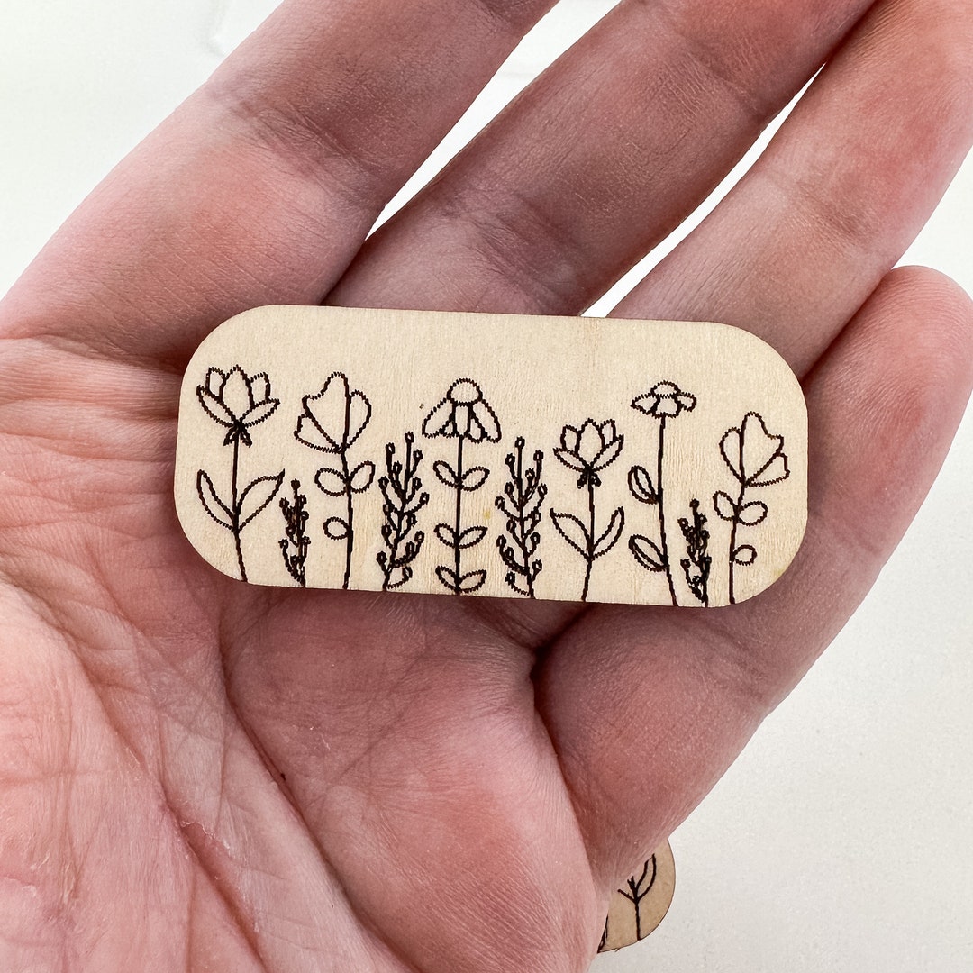 Wildflower Engraved Hair Clip SVG File, Laser Cut File, Hair Clip Laser ...
