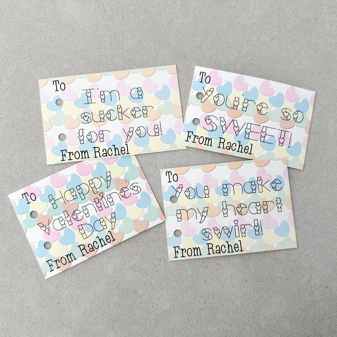 Candy Heart Themed Valentines, Printable Valentines, Print and Cut File ...