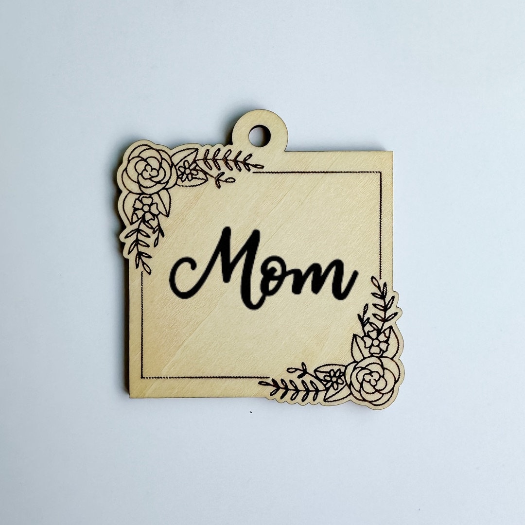 Mom Square Tag Laser Cut SVG File, Mother’s Day Flower Tag SVG Bundle ...