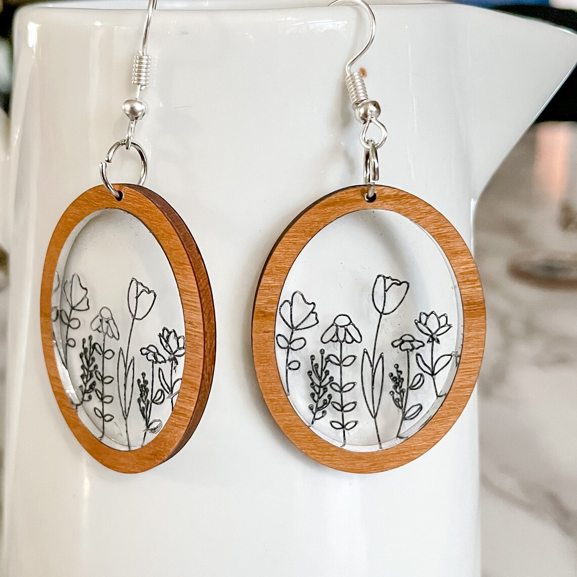 Flower Acrylic Earring SVG Flower Inlay Earring Cut File - Etsy