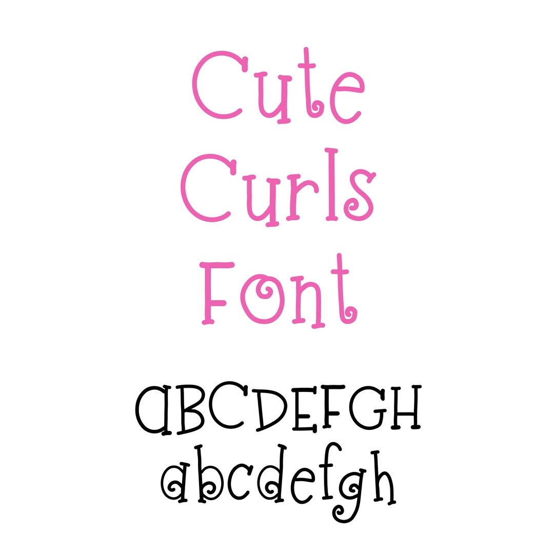 Cute Curls Font, Commercial Use Font, Cute Fonts, Fonts for Crafting ...