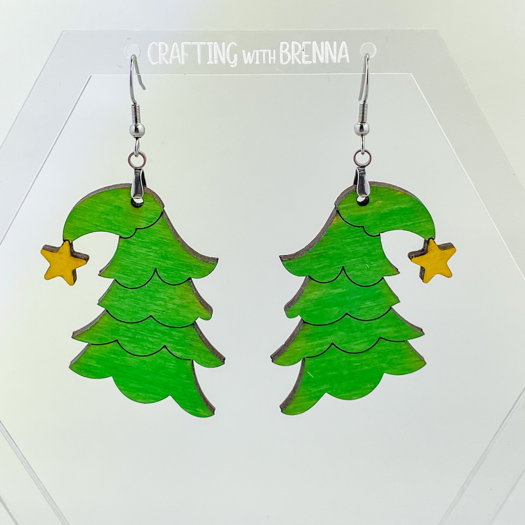 Whimsical Christmas Tree Earrings, Laser Earring SVG Bundle, Christmas ...