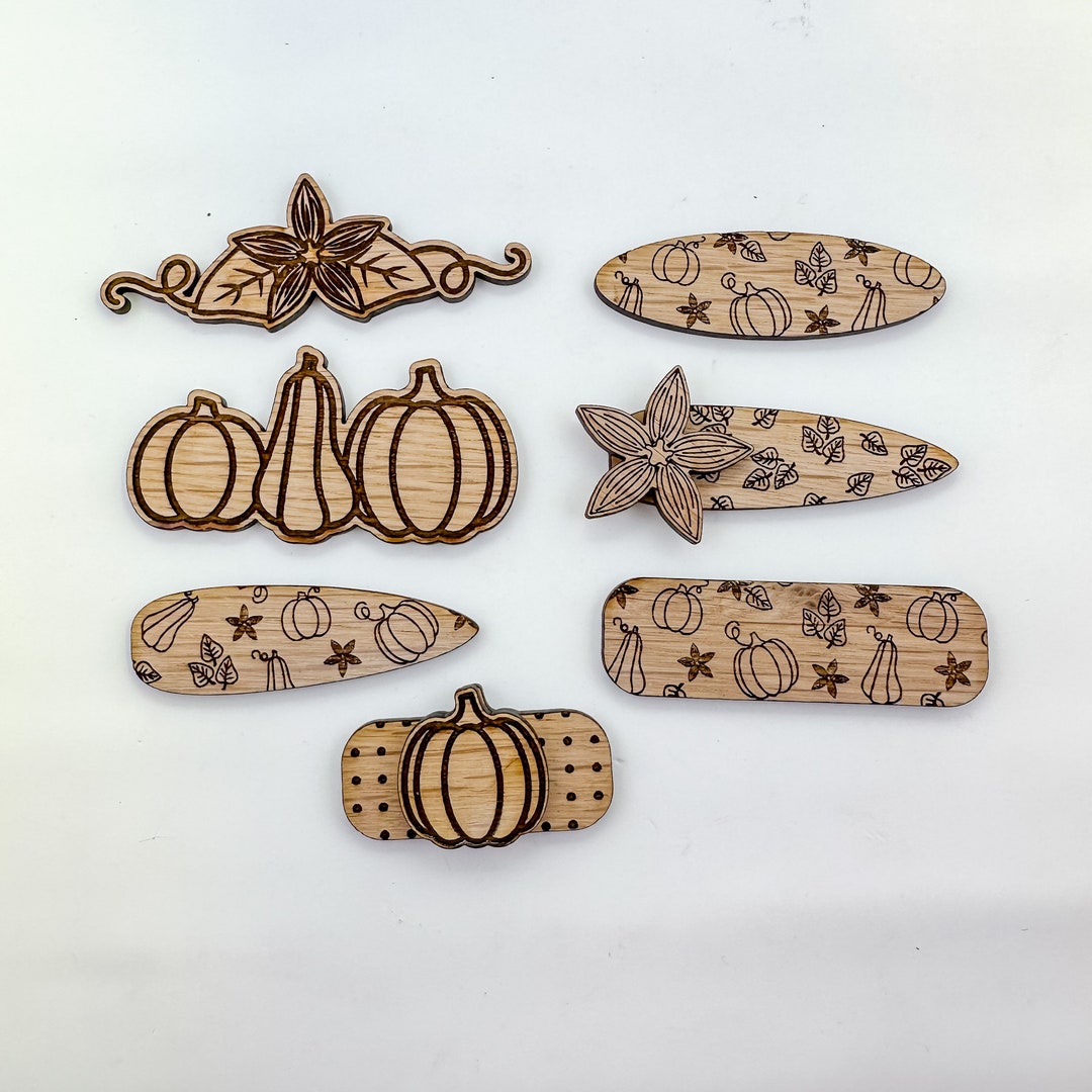 Pumpkin Pattern Hair Clips Bundle SVG File, Laser SVG File, Hair Clips ...