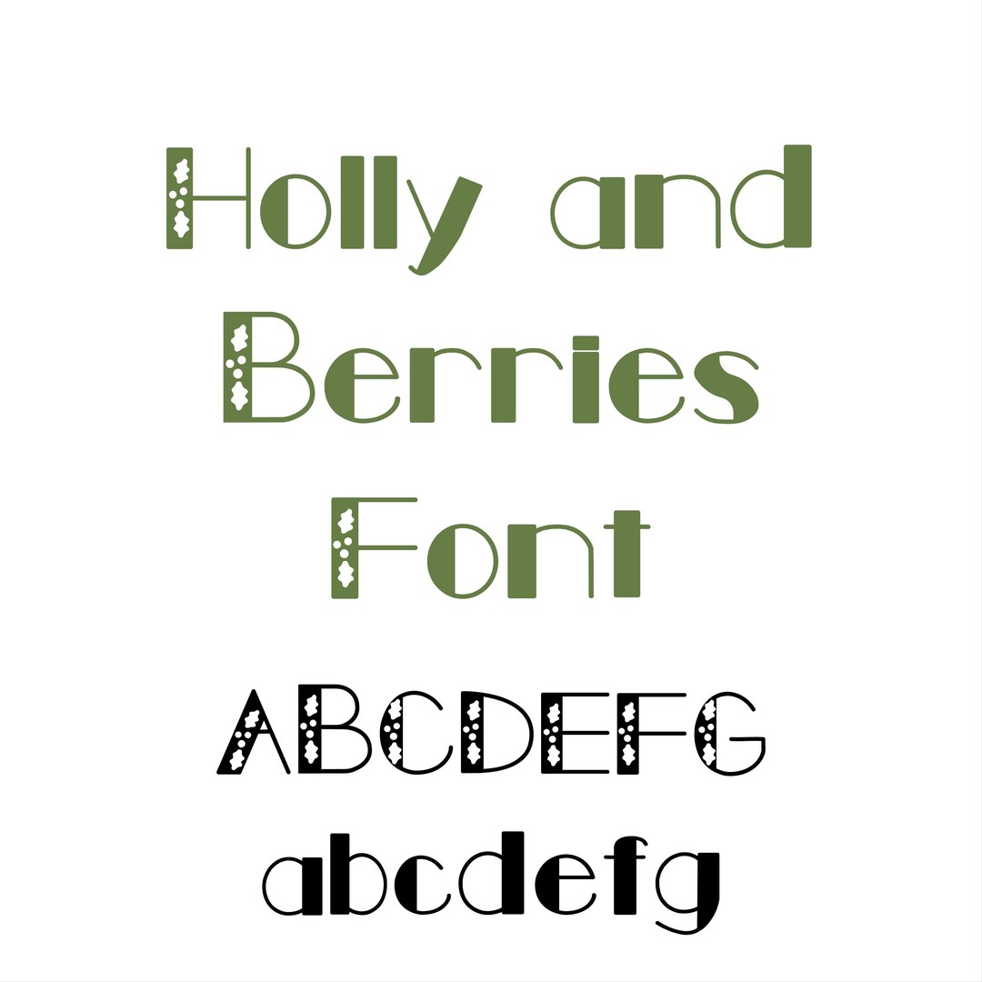 Holly and Berries Font, Cute Modern Font for Crafts, Commercial Use ...