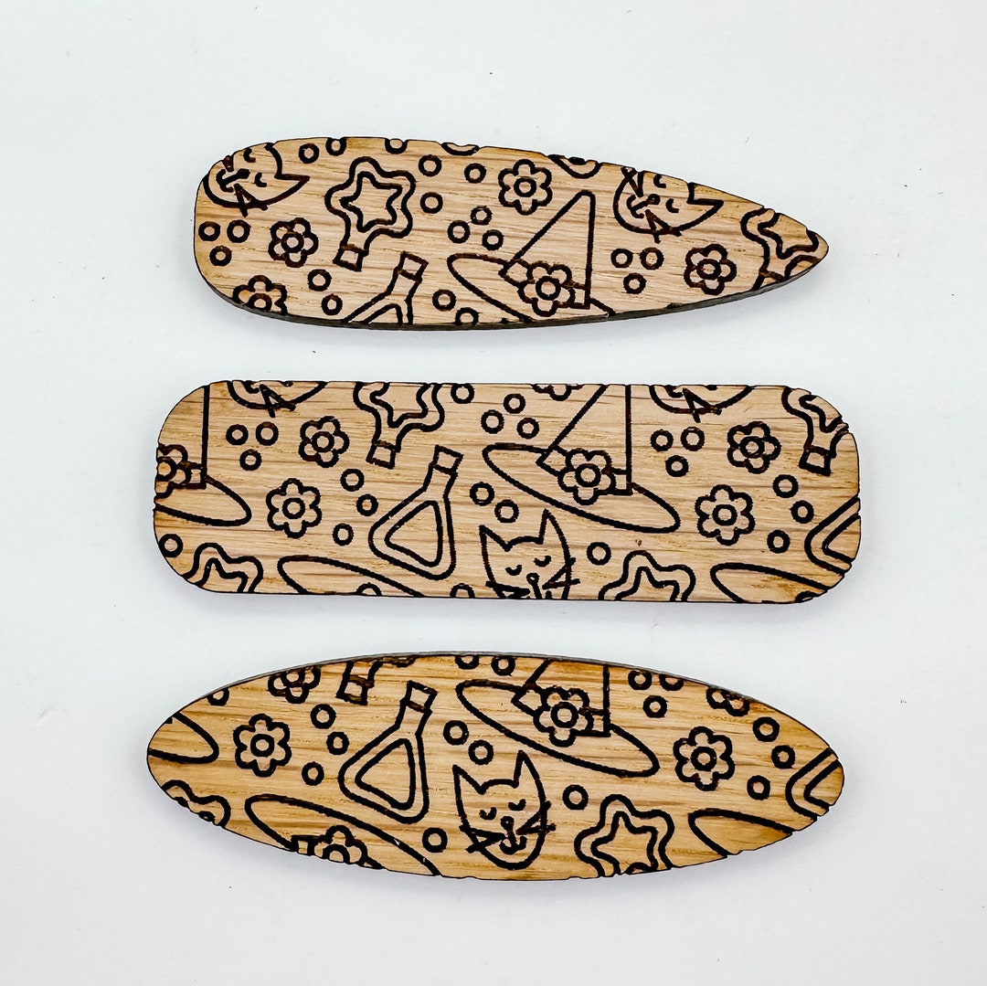 Witch Pattern Hair Clips SVG File, Laser SVG File, Hair Clip Cut File ...